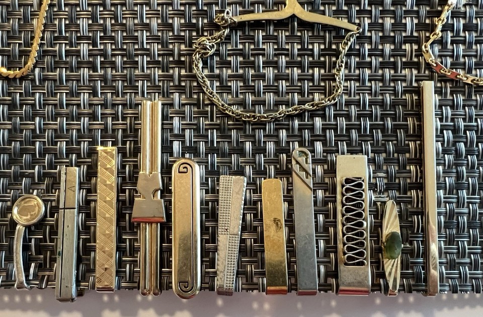Vintage Lot 16 Men’s Tie Bars Clips Chains Swank Anson Mixed Gold Tone ...