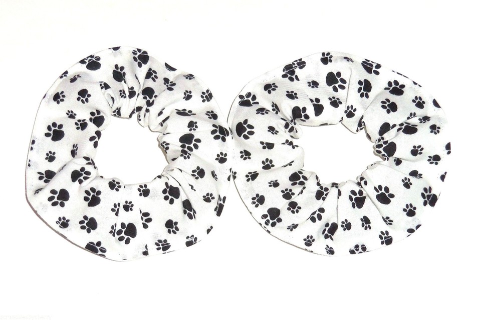 Hair Scrunchie Tie Ponytail Holder Dog Cat Paw Print Fabric Scrunchies ...