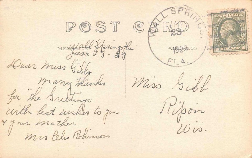 FL 1923 REAL PHOTO Florida Wall Springs RARE POSTMARK Palm Harbor FLA ...