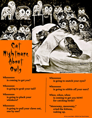 Cat Nightmare About Owls 8.5x11" Photo Print Wain Art, Harker Poem ...
