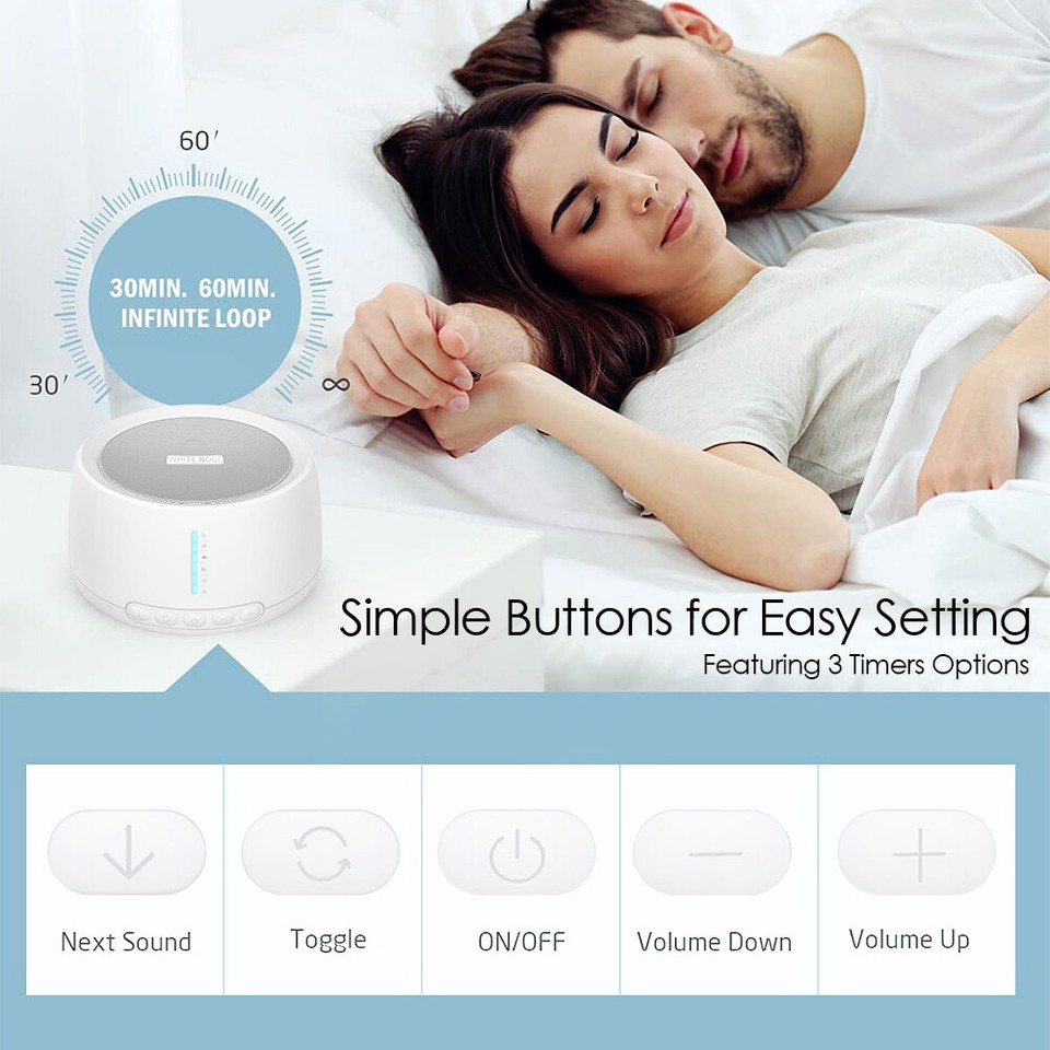 White Noise Machine Sound Sleep Aid Therapy Helper 30 Relaxing Sounds ...