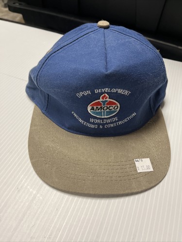 Vintage Amoco Hat Snapback Trucker Cap Mens Blue USA Made 90s Gasoline ...