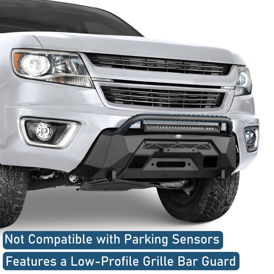 Texture Black Steel Front Rear Bumper w/Winch Plate for 2015-2020 Chevy ...