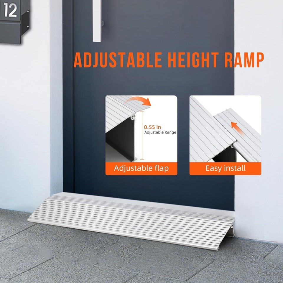 Door Threshold Ramp, Aluminum Door Entry Ramp w/Non-Slip Surface | eBay