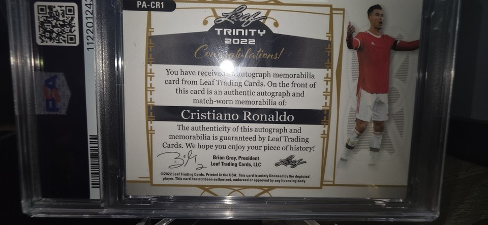 Cristiano Ronaldo Auto Patch Gem Mt 10 Leaf Trinity #PACR1 Soccer Card ...