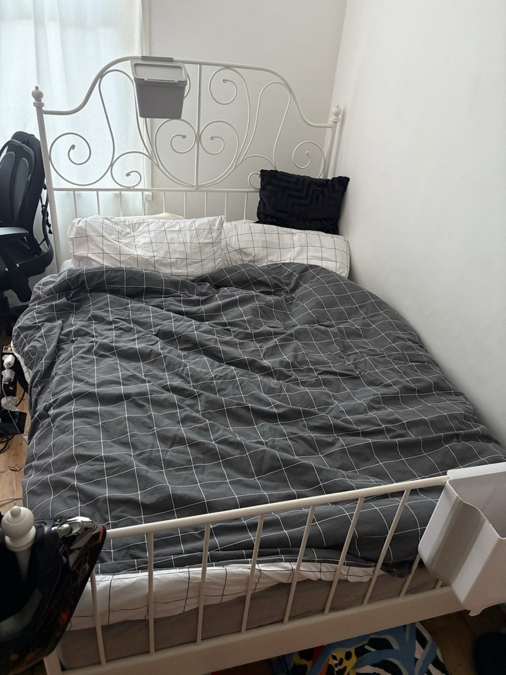 IKEA Leirvik Double Metal White Bed Frame Good Condition | eBay UK