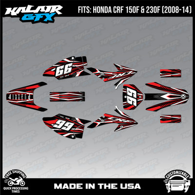 Graphics Kit for HONDA CRF150F CRF230F (2008-2014) Prime Series - Red ...