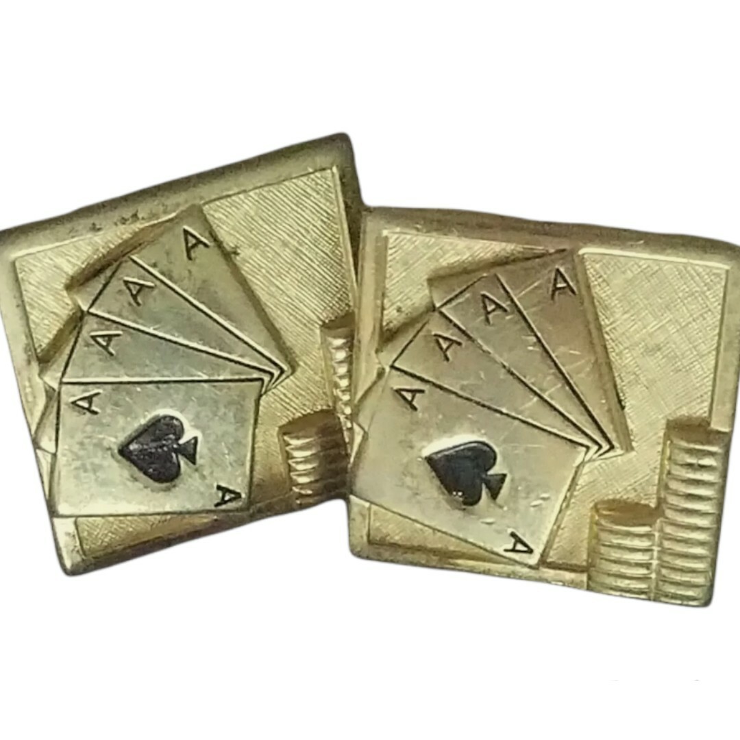 SWANK Ace of Spades Playing Cards Poker Chips Vintage CuffLinks vegas ...
