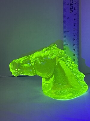 Vaseline Uranium Glass Horse Head Figurine Glows | eBay