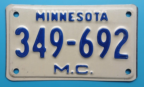 🐾 1976 MINNESOTA "MOTORCYCLE" LICENSE PLATE (349-692) NEW/UNUSED | eBay