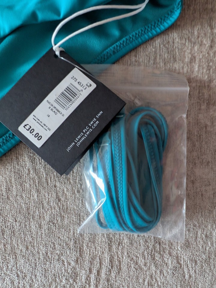 JOHN LEWIS Marlin Open Back Cut Out Swimsuit £30 BNWT Size18 Blue ...