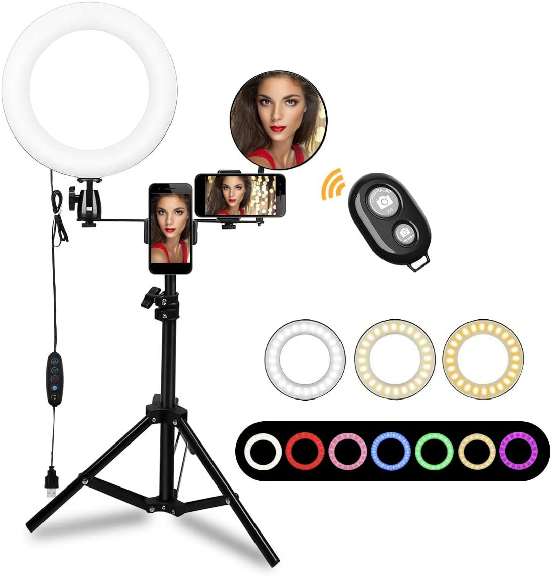 LED Ring Light, morpilot 10 "Ring Light LED Brightness Dimmable with ...