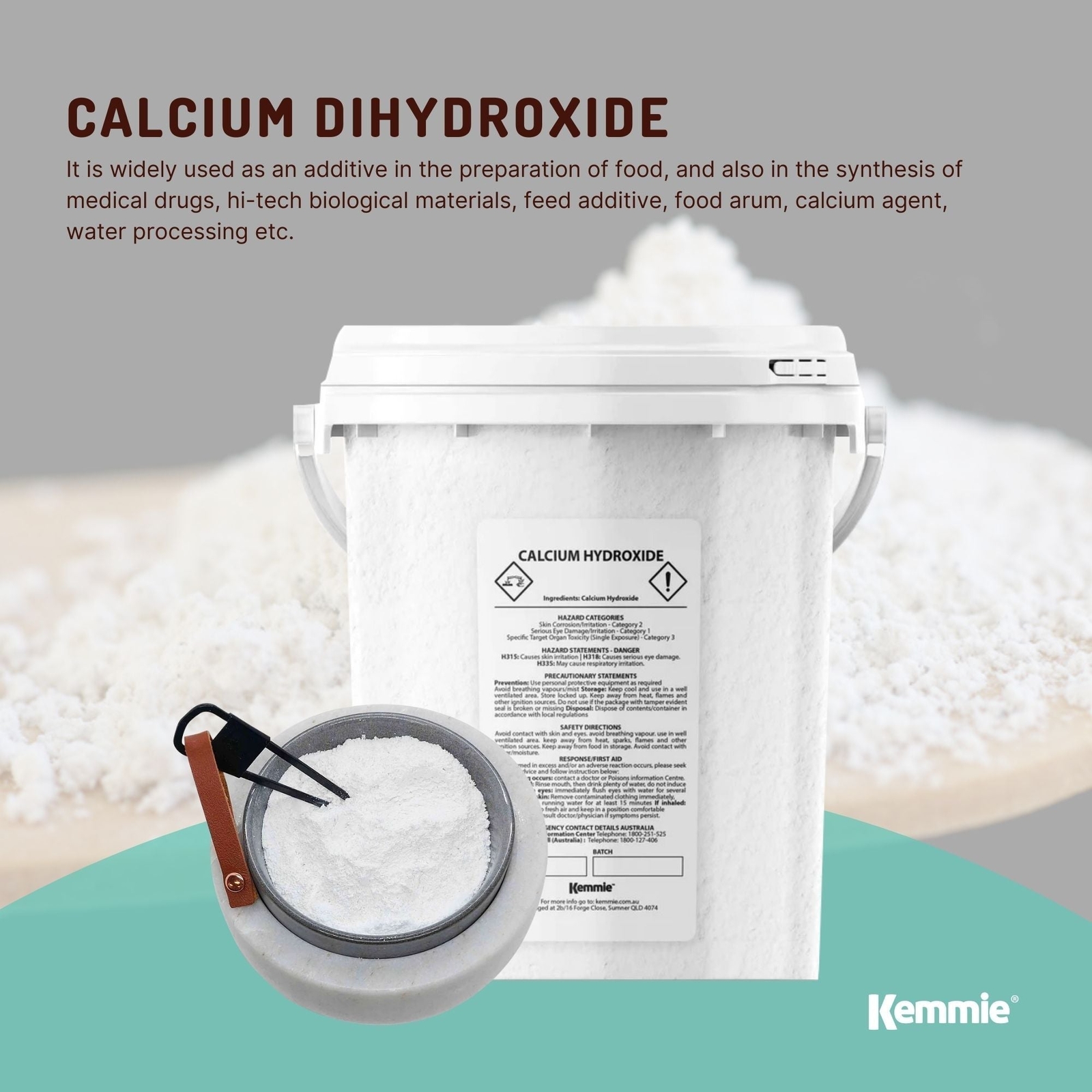 600g Food Grade Calcium Hydroxide Powder Tub FCC Hydrated Slaked ...