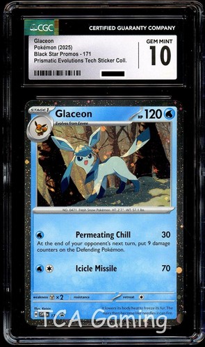 CGC 10 GEM MINT Glaceon SVP171 COSMOS HOLO PROMO SVP 171 Pokemon Card ...