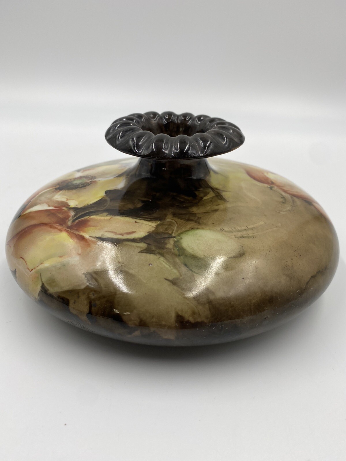 Antique Weller Pottery Louwelsa Single Flat Short Circle Poppy Vase ...