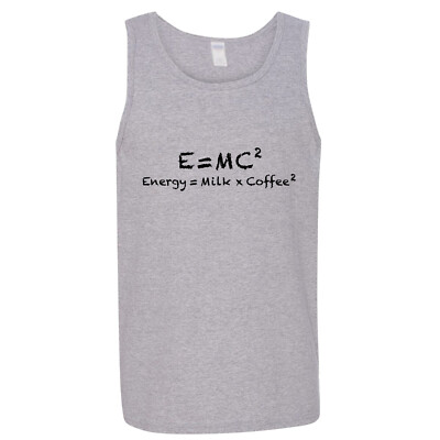 E=mc2 Energy Milk Coffee Funny Sport Grey Tank Top Singlet T Shirt Mens ...