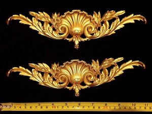 PAIR DECORATIVE MOULDING ANTIQUE ORNATE GOLD GILT OR WHITE WALL ...