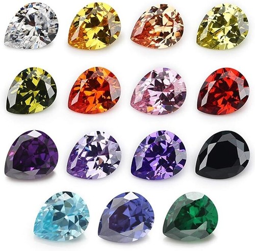 Pear Cut Cubic Zirconia Stone Loose CZ Stones Mix 15 Colors Synthetic ...