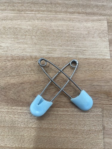 Vintage set of 2 BABY BLUE STANDARD Safety Diaper Pins Approx 2" | eBay