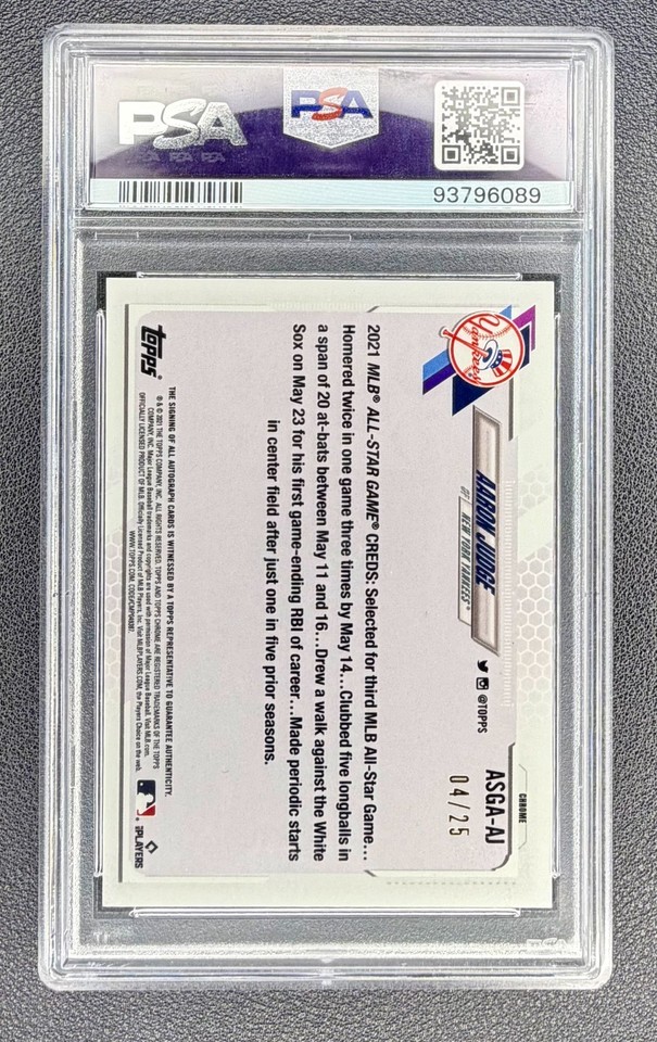 2021 Topps Chrome Aaron Judge All Star Game Auto Orange Refractor /25 ...