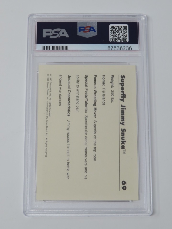 Jimmy Snuka Superfly WWF WWE Signed Autograph 1990 Classic Card 69 PSA ...