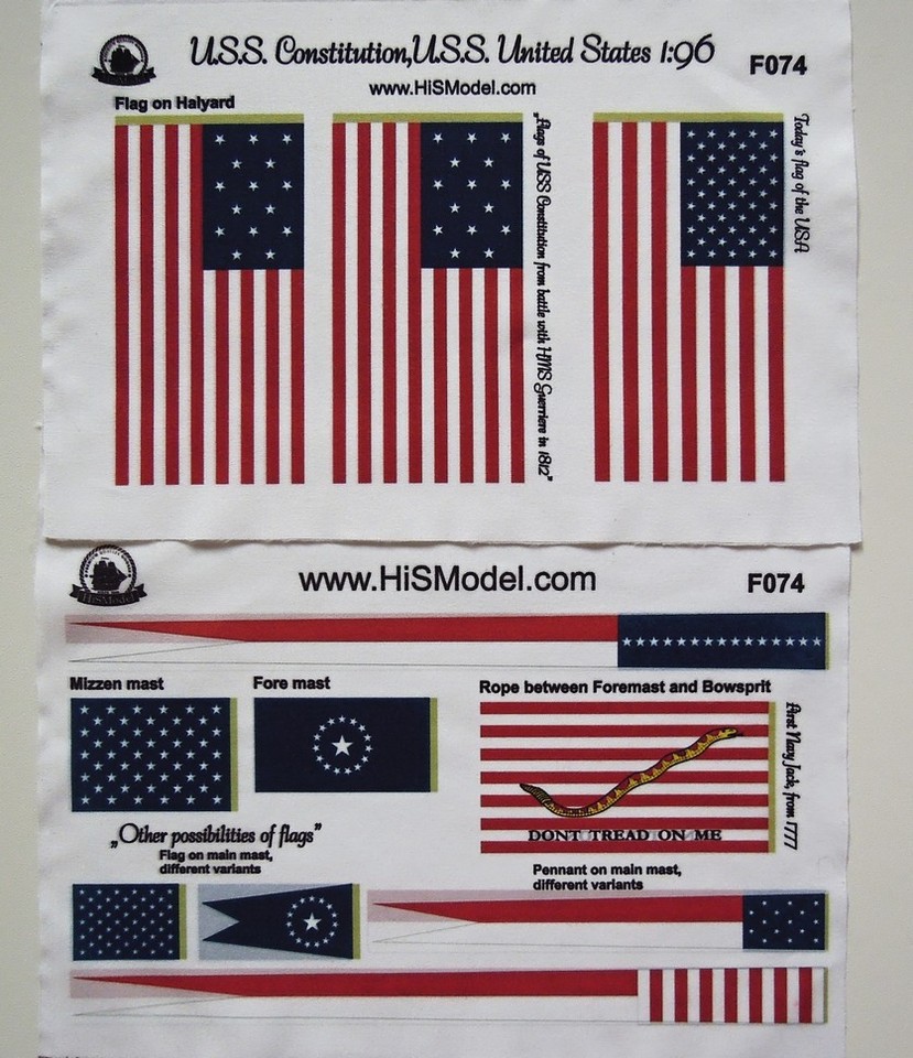 Revell USS Constitution, United States 1:96 - Flags and Draft scales ...