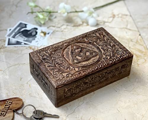 Jewelry Box (Brown, 8 x 5 Inch) - Handmade Decorative Wooden Antique ...