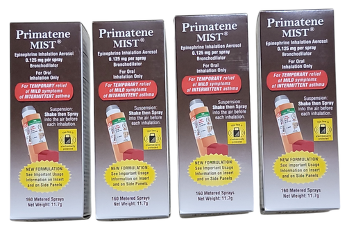 NEW Primatene Mist Epinephrine Inhalation 160 Sprays (4 Tubes) Exp 09/ ...