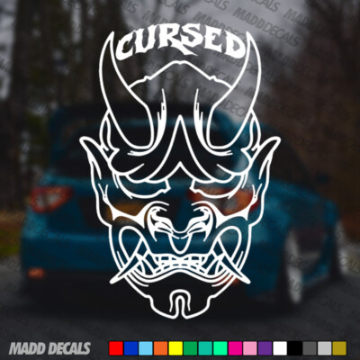 CURSED Hannya Demon Oni Mask Vinyl Decal Sticker Japanese JDM Window ...
