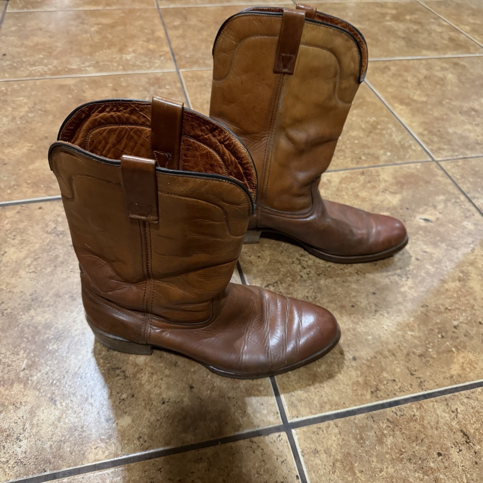 Land Rover Insulated Western Cowboy Boots Cognac Vibr… - Gem
