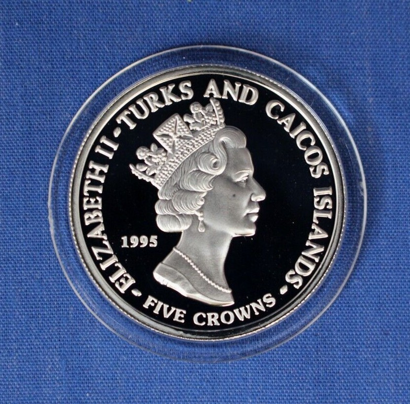 1995 Turks & Caicos Silver Proof 5 Crowns coin "Atlanta Olympics" in ...