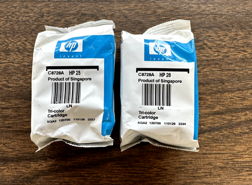 Lot of 2 HP Ink Cartridges HP28 C8728A Tri-Color Factory Sealed Unknown ...