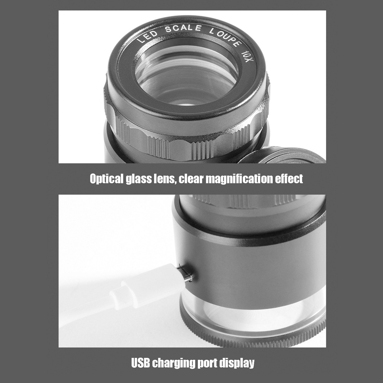 10X Loupe Measuring Magnifier 6LED Illuminated Jewelry Magnifying Glass ...