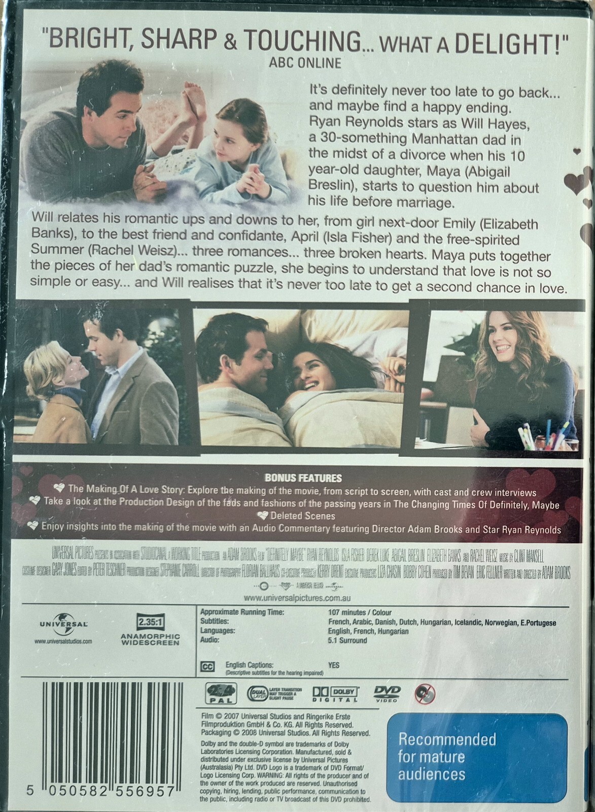 Definitely, Maybe (DVD) Ryan Reynolds / Isla Fisher - Region 4 - New ...