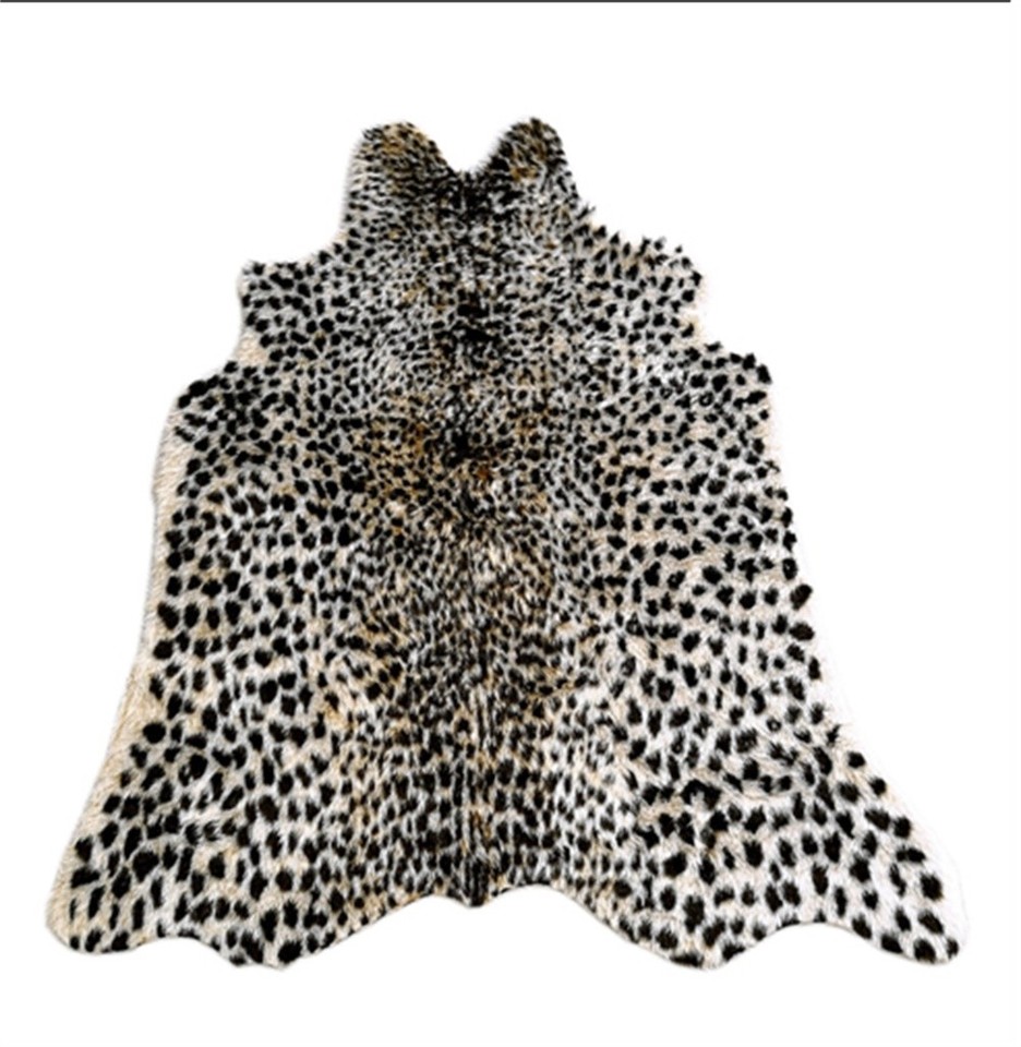 Leopard Printed Leather Hide Animal Faux Fur Rug Mat Carpet Home Decor ...