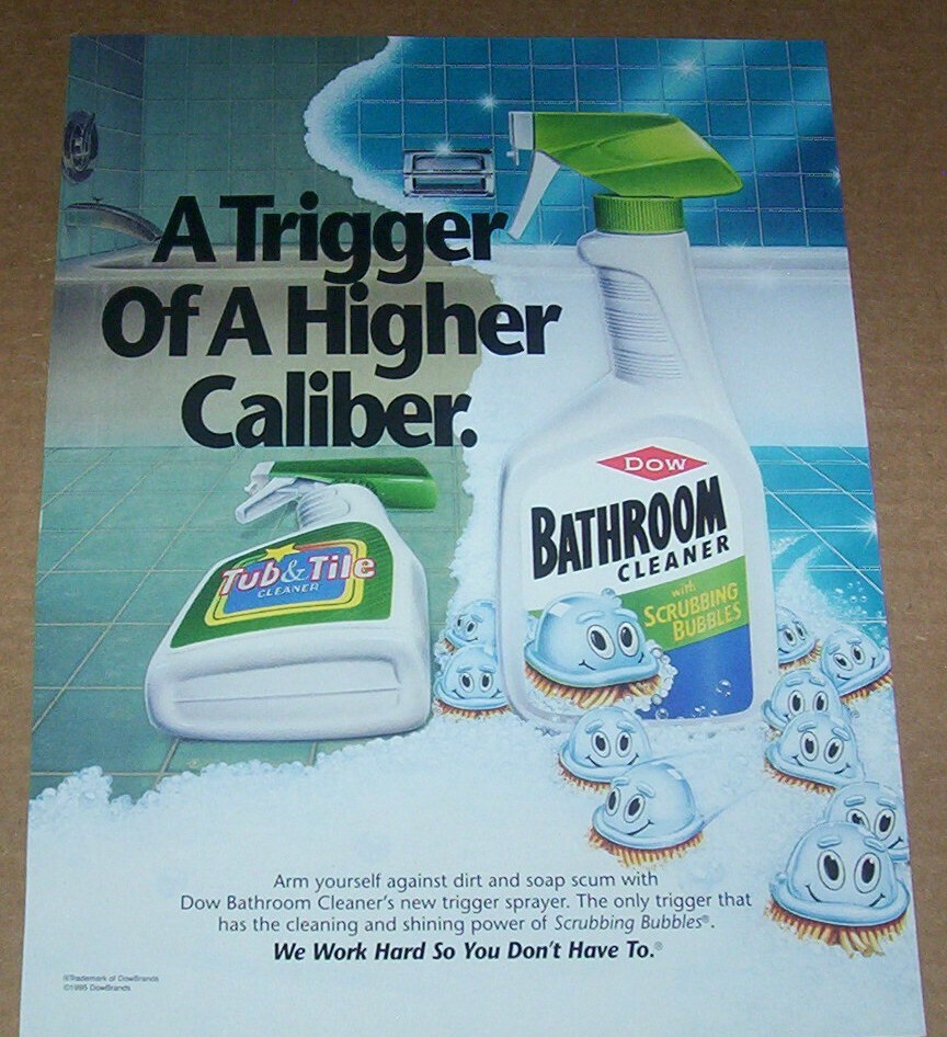 1995 print ad page -Dow Scrubbing Bubbles cute Magazine page vintage ...
