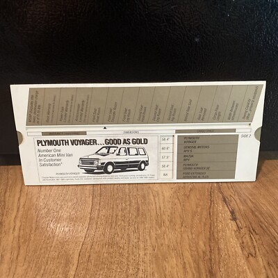 1986-1988 Plymouth Voyager Dealer Comparison Card vs Mazda MPV Ford APV ...