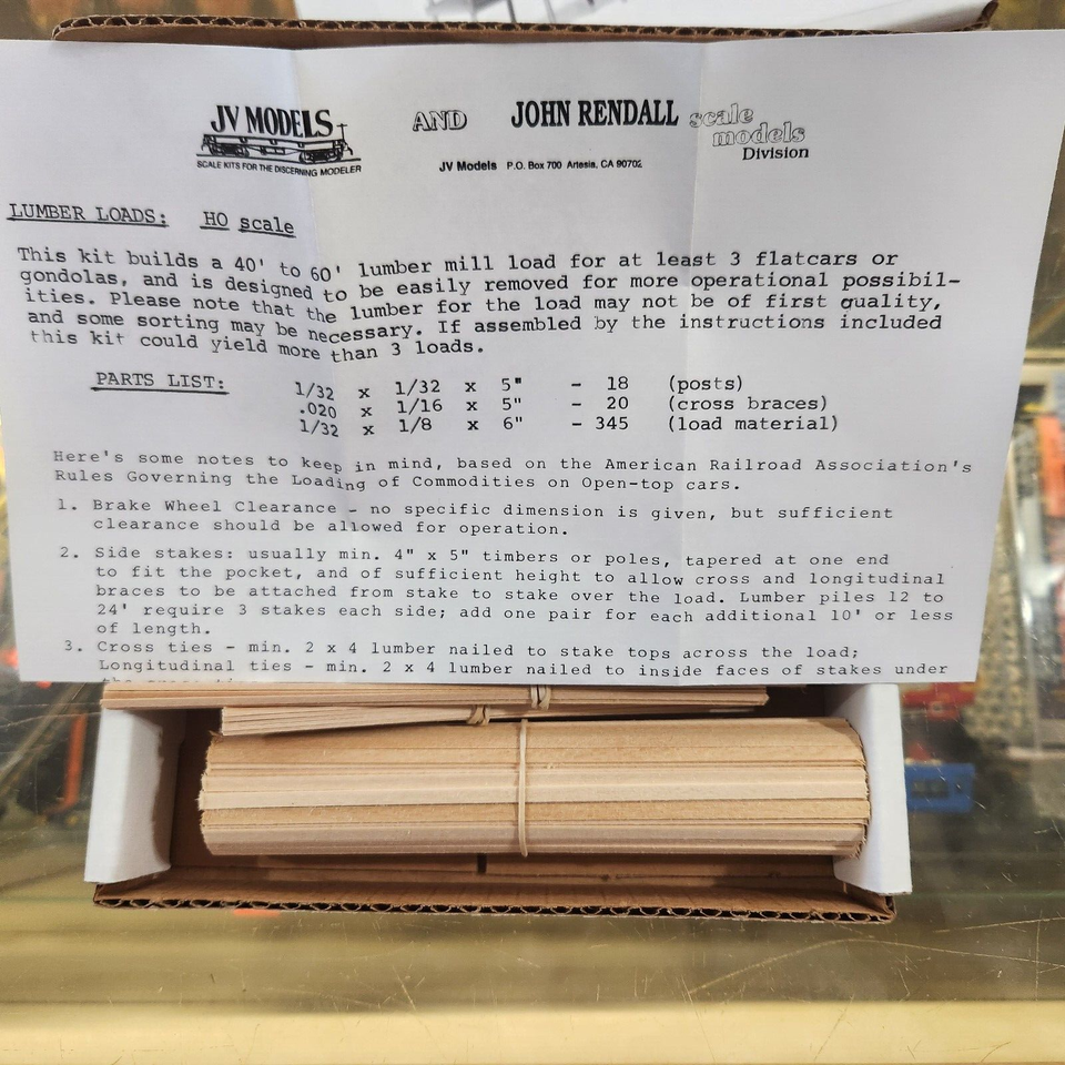 JV Models 2010 HO Scale Lumber Load Kit for 40' to 60' Flats or ...
