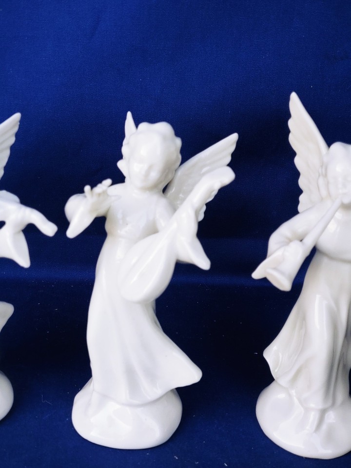 Vintage DRESDEN ANGELS with INSTRUMENTS Porcelain SET Lot of 8 RARE ...