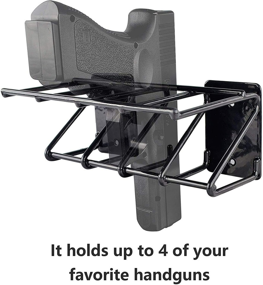 Pistol Rack Wall Mount, 4 Slots Gun Rack Fits Pistols, Gun Wall Mount ...