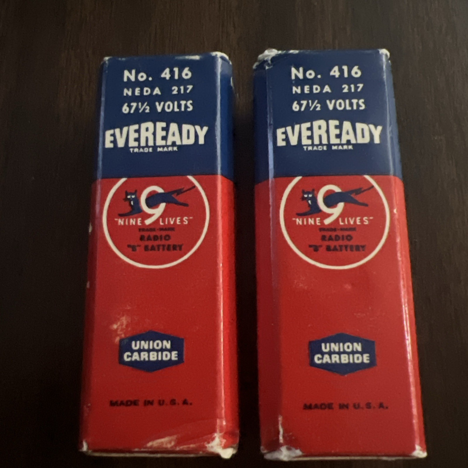 VTG Eveready No 416 NEDA 217 67.5V Union Carbide 9 Lives Radio Battery ...
