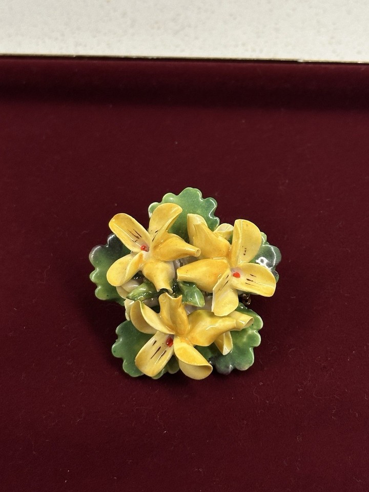 Vintage English Porcelain Floral Brooch Set Hand Painted Made in ...