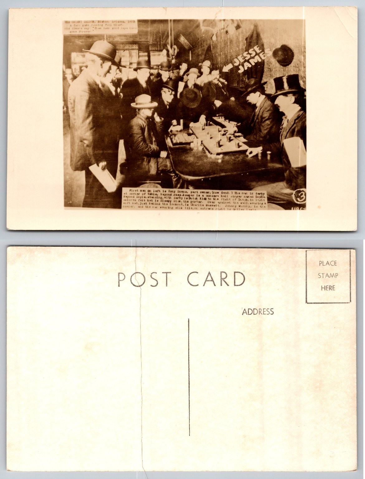 Bisbee Arizona Orient Saloon 1903 Faro Game Jesse James Outlaw Postcard ...