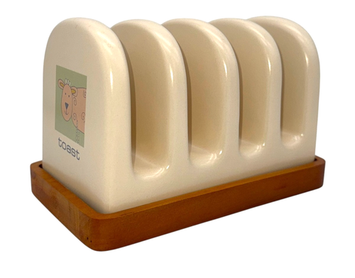 Toast Rack Ceramic with Wooden Base 4 Slice Breakfast Toast Bread ...