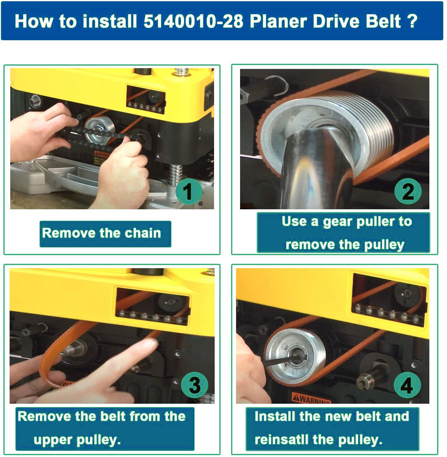 2 Pcs Replacement Planer Drive Belt 5140010-28 for DeWalt DW735 DW735X ...