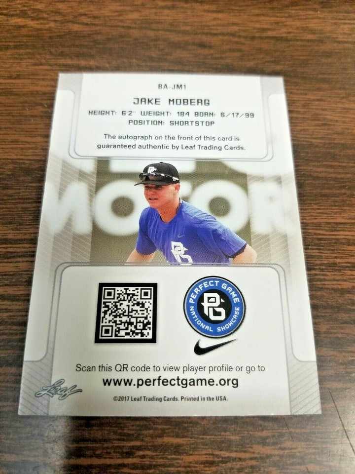 JAKE MOBERG 2017 LEAF PERFECT GAME CARD BA-JM1 UCLA BRUINS (ROOKIE ...