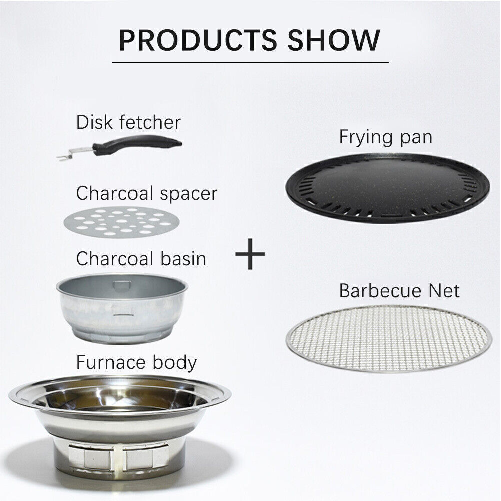 Korean Style Table Charcoal Portable BBQ Grill Camping Outdoor w/Net ...