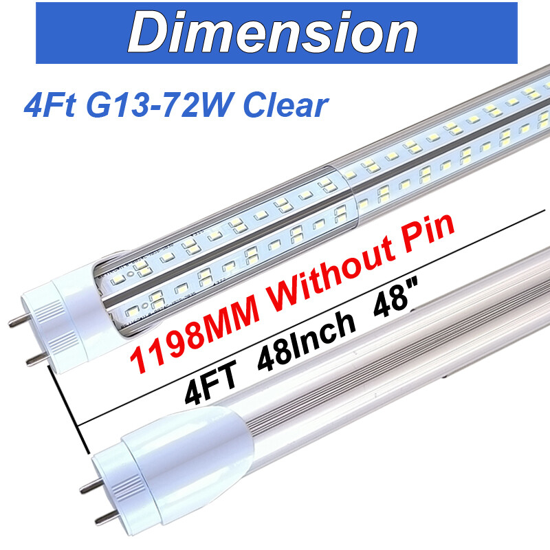 T8 4FT LED Tube Light Bulb 72W 7200LM G13 Bi-Pin T8 4 Foot LED Shop ...