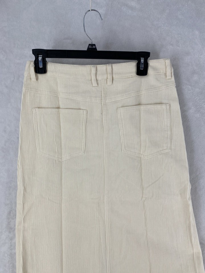 Petal & Pup Skirt Women's Medium Kellen Corduroy Midi Skirt Cream Slit NEW $89 | eBay