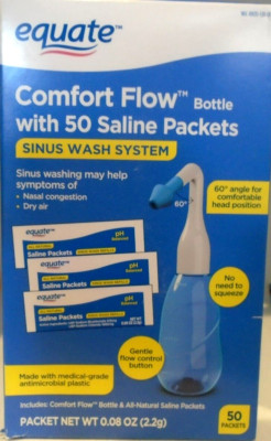 Equate Comfort Flow Bottle with 50 Saline Packets Sinus Wash System | eBay
